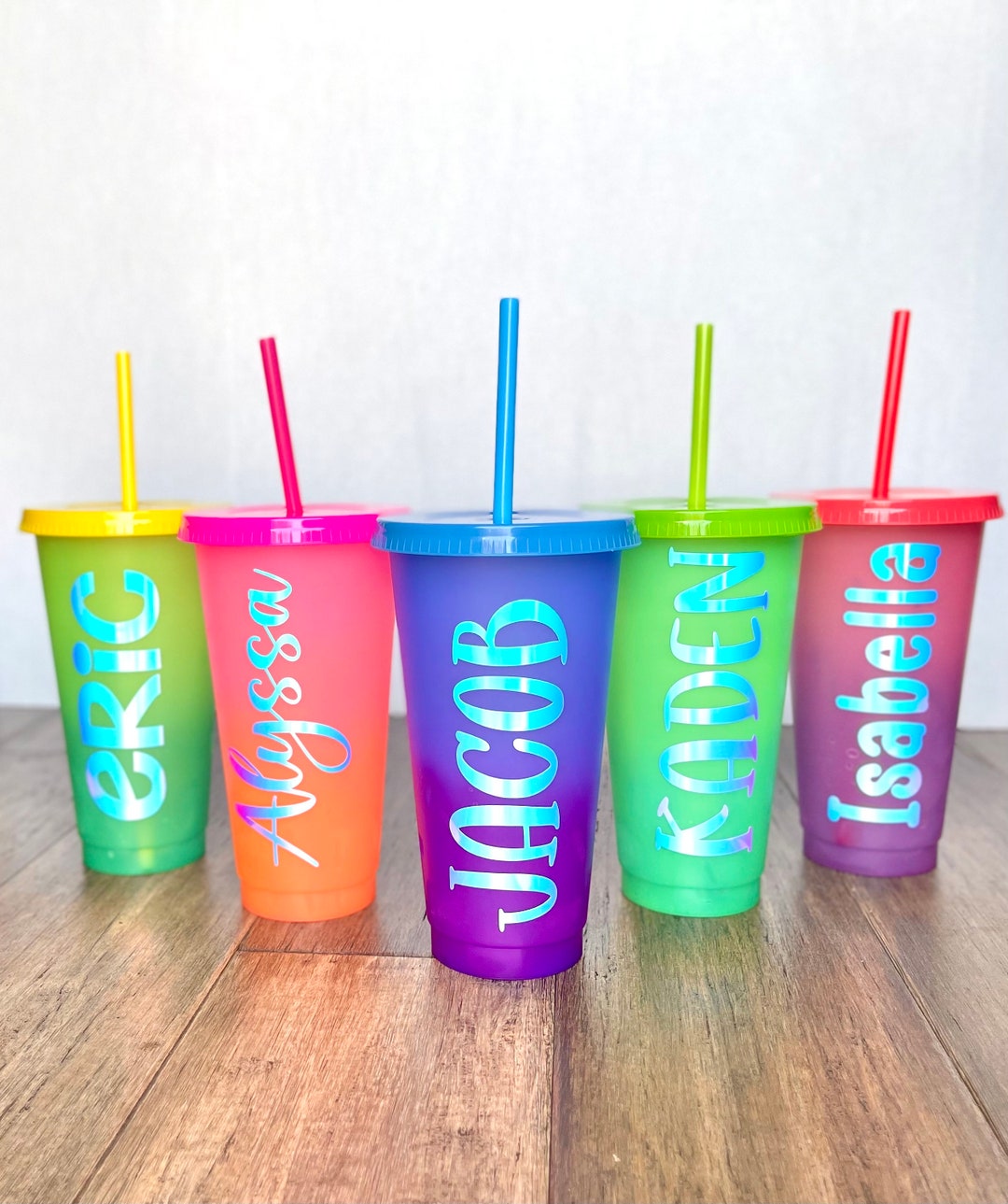 Personalized Bright Color Changing 24oz Cold Cups, Fun Cups for Gifts ...