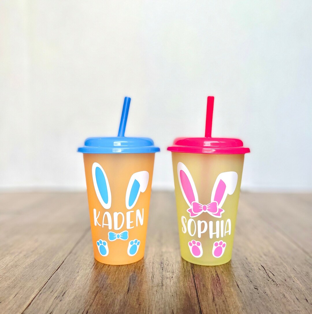 Bunny Ears Easter Kids Cups 12oz, Kids Cups With Straws, Personalized ...