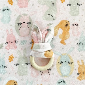 Baby Teether, Bunny Ear Teether, Baby Teething Ring, Baby Toy, Easter ...