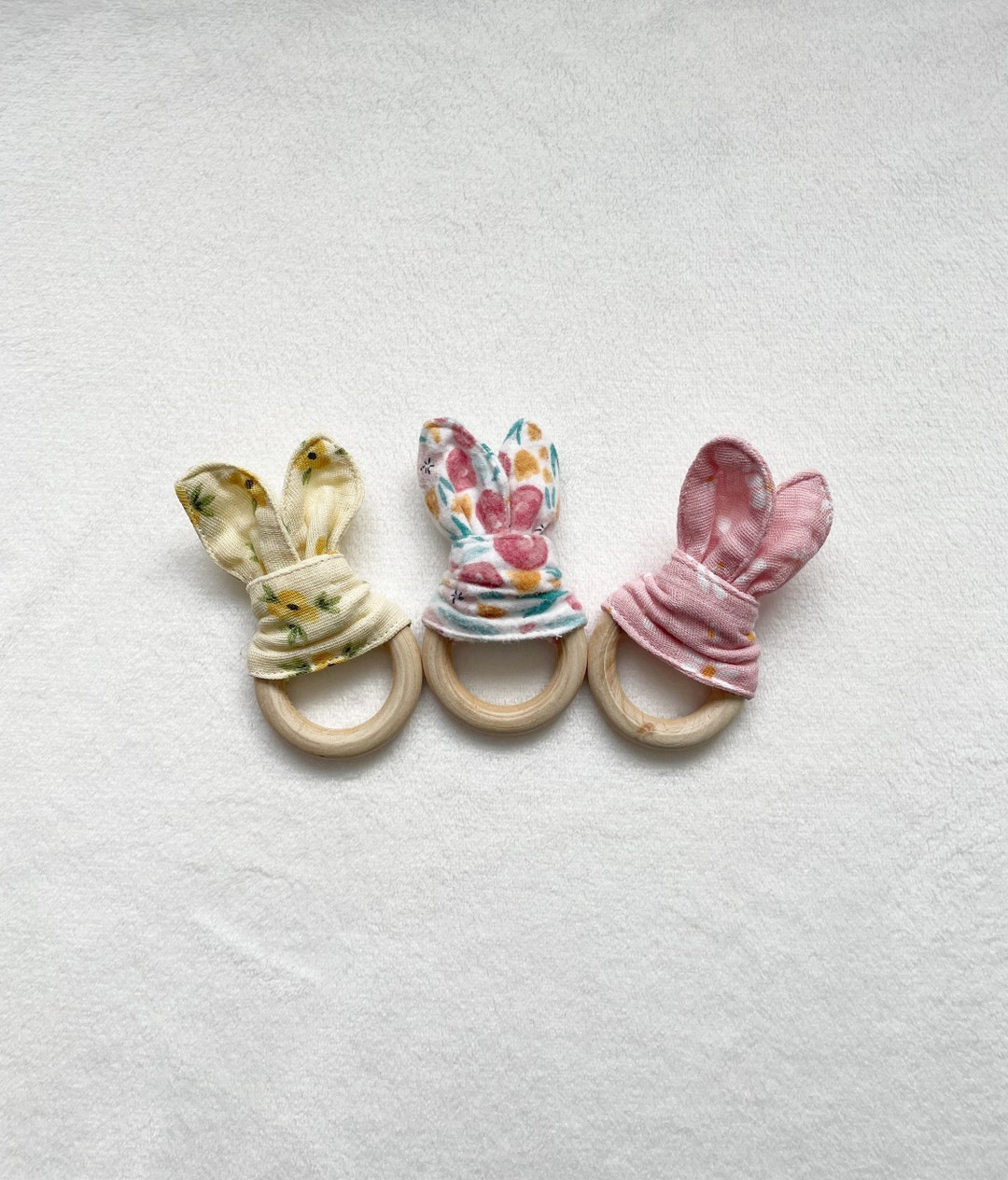 New Baby Girl Gift for Baby's First Easter, Wooden Baby Toys, Bunny Ear ...