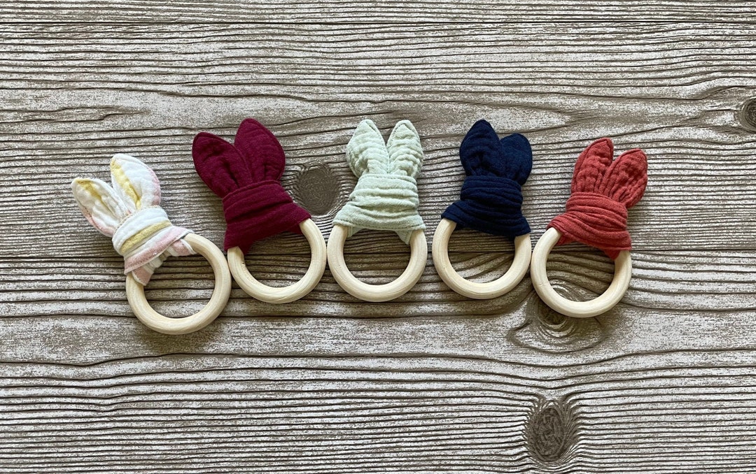 Baby Teether for Baby's 1st Easter, Bunny Ear Teether, Wooden Baby Toys ...