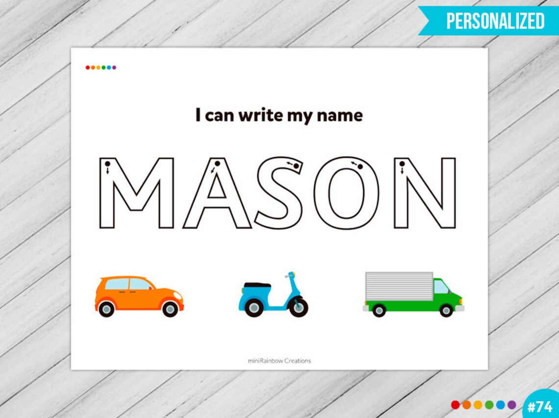 Personalized Trace Your Name Printable Worksheet Cars, I Can Trace My ...