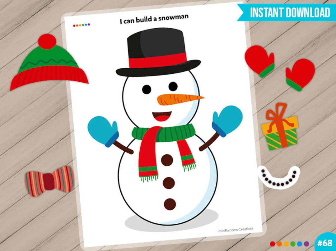 Build a Snowman Worksheet, Printable Snowman Puzzle, Printable ...