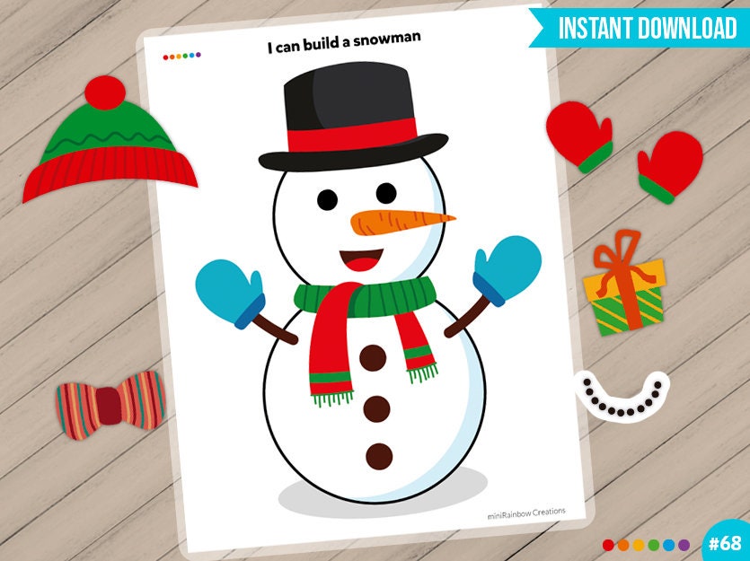 Build a Snowman Worksheet, Printable Snowman Puzzle, Printable ...