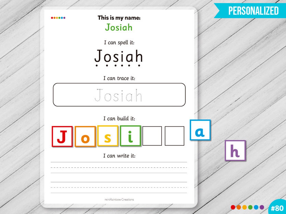 Personalized Learn to Write My Name Worksheet, Name Practice, I Can ...