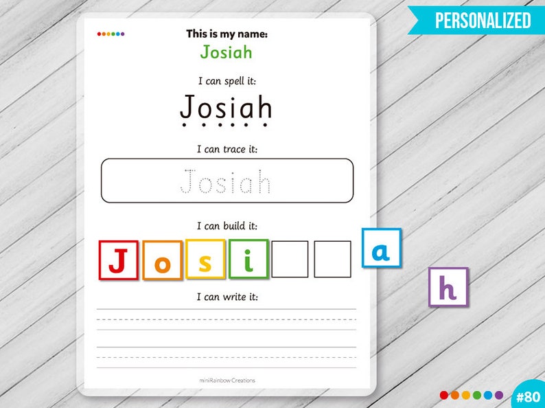 Personalized Learn to Write My Name Worksheet, Name Practice, I Can ...