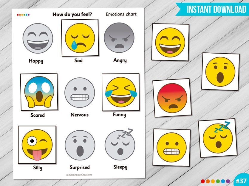 Match the Emotions Printable Worksheet Learn Emotions | Etsy
