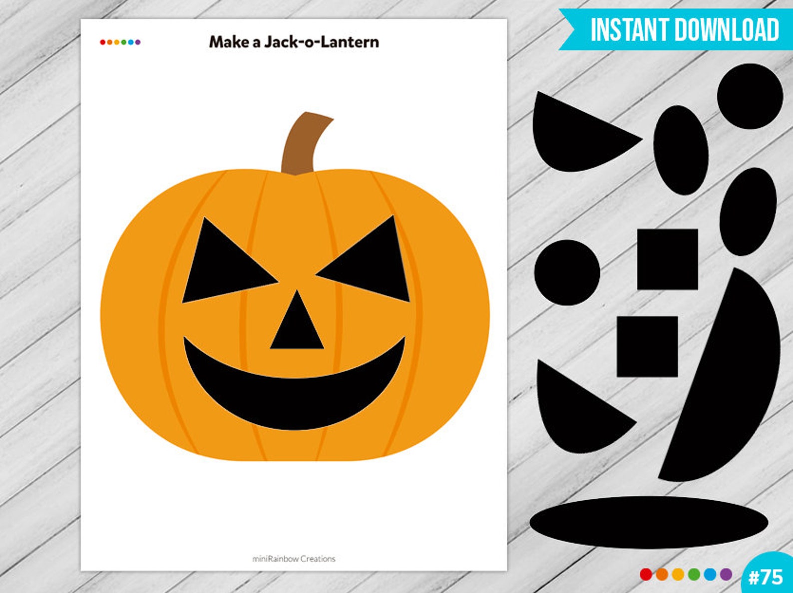 Make a Jack-o-lantern Printable Worksheet, Shapes Game, Preschool ...