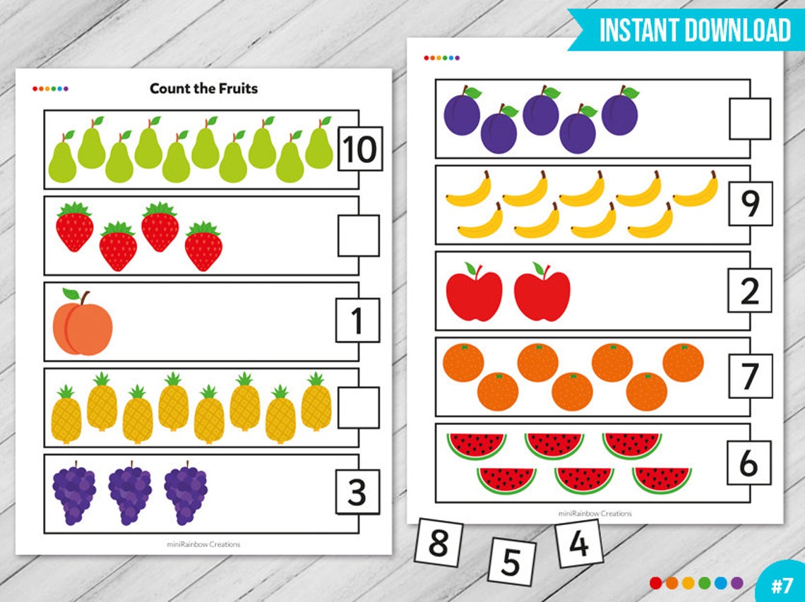 Count the Fruits 1 to 10 Printable Worksheet, Educational Games ...