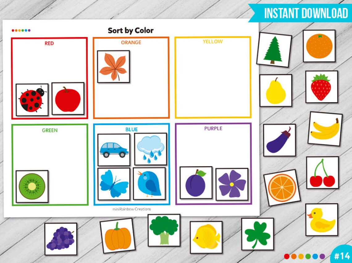 Sort by Color Printable Worksheet, Busy Binders, Practice the Colors ...