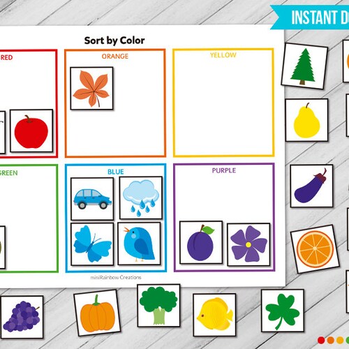 Sort by Color Printable Worksheet Busy Binders Practice the - Etsy