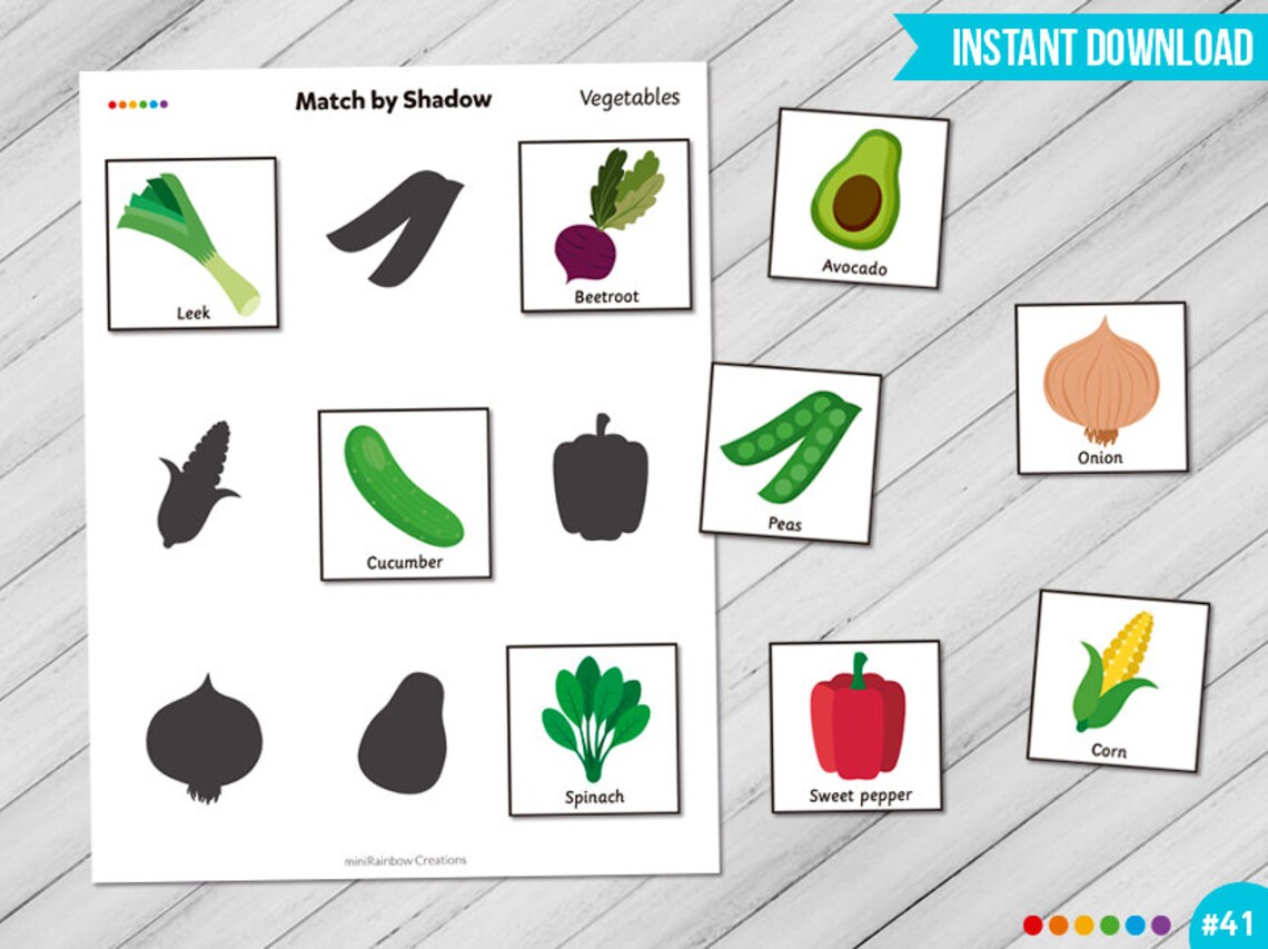 Match the Vegetables Printable Worksheet, Busy Binders, Educational ...