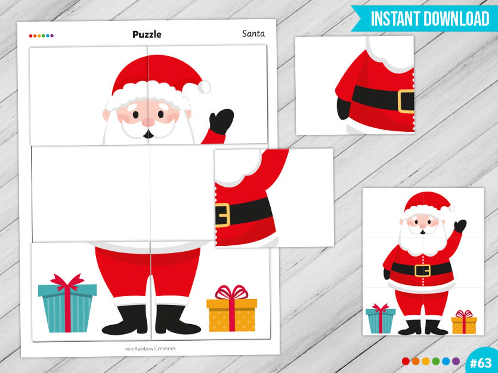 Santa Puzzle Printable, Educational Preschool, Santa Worksheet, Busy ...