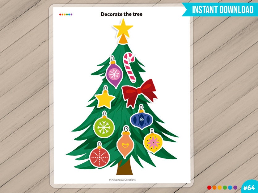 Christmas Tree Game Printable, Decorate the Chrsitmas Tree, Busy Books ...
