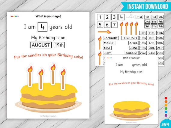 Learn My Birthday Printable Activity Worksheet Birthday - Etsy