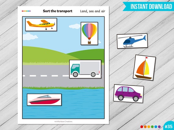 Sort the Transport Printable Worksheet Busy Binders | Etsy