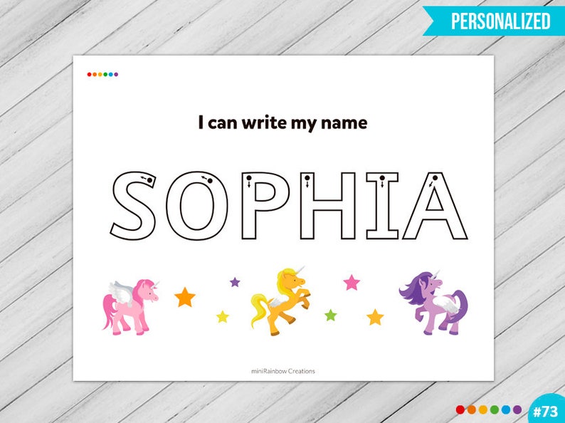 Personalized Trace Your Name Printable Worksheet Unicorns, I Can Trace ...