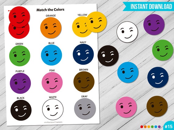 Match the Colors Printable Worksheet Learn the Colors - Etsy