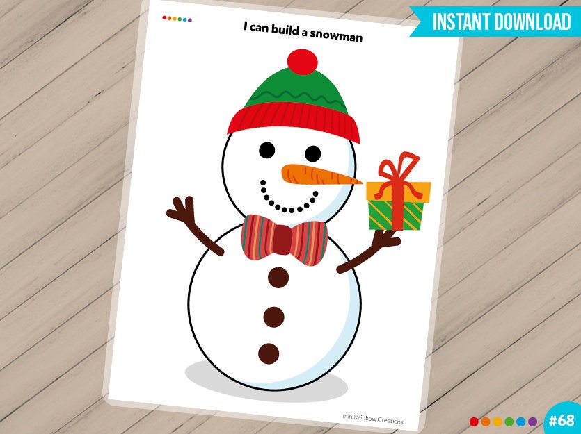 Build a Snowman Worksheet, Printable Snowman Puzzle, Printable ...