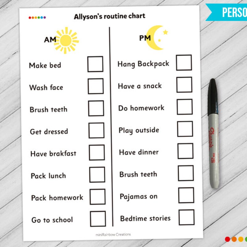 Routine Chart for Kids - Etsy