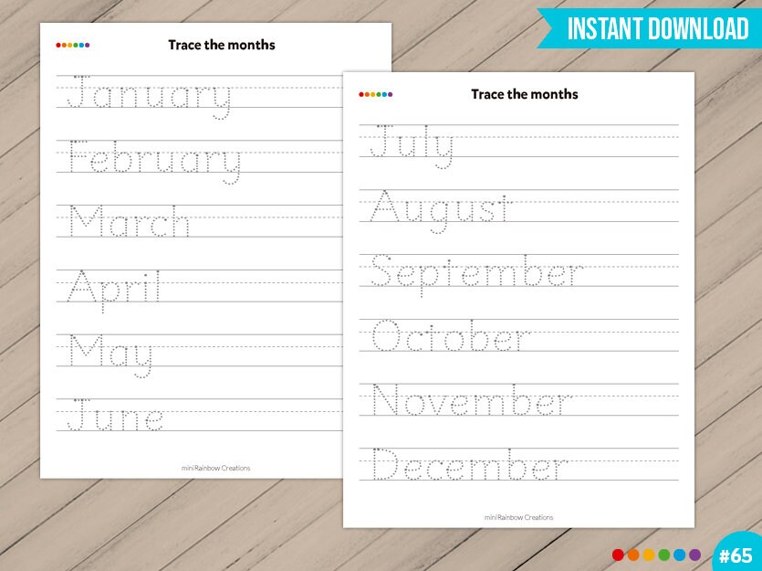 Trace the Months Worksheet, Learn the Months, Months Learning, Kids ...