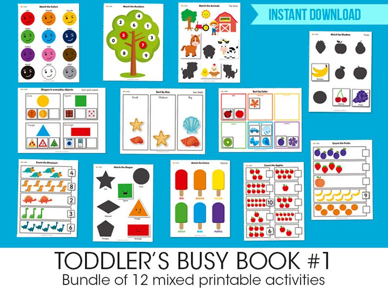 Printable Busy Book Preschool Worksheets Busy Book Bundle Etsy