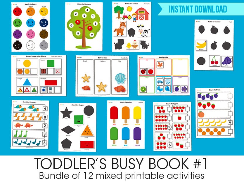 Printable Busy Book Preschool Worksheets Busy Book Bundle | Etsy