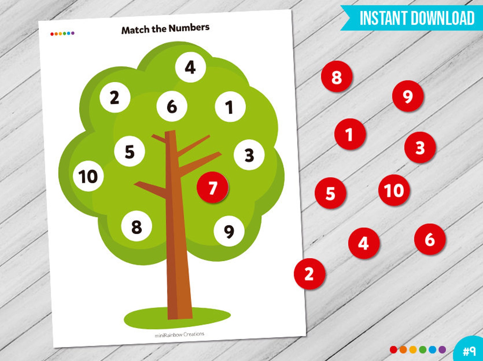 Number Match Printable Worksheet, 1 to 10, Learn the Numbers, Matching ...