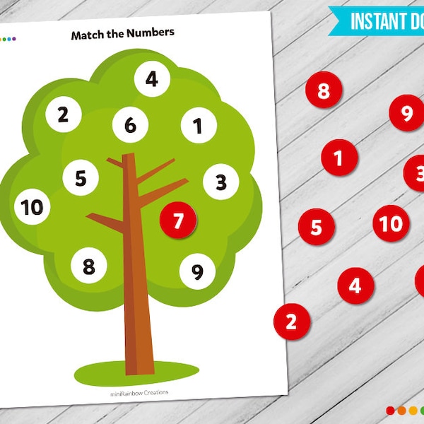 Number 1 10 Matching Game - Etsy Canada