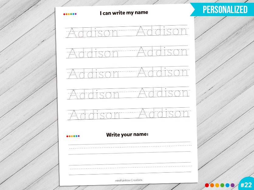 Personalized Name Tracing Printable Worksheet, Learning Binder ...