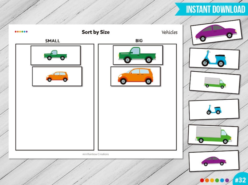 Sort the Vehicles by Size Printable Worksheet, Homeschool Activities ...