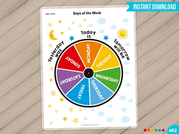 Days of the Week Wheel Learn the Days of the Week Printable | Etsy