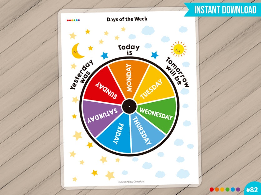 Days of the Week Wheel, Learn the Days of the Week, Printable Busy ...