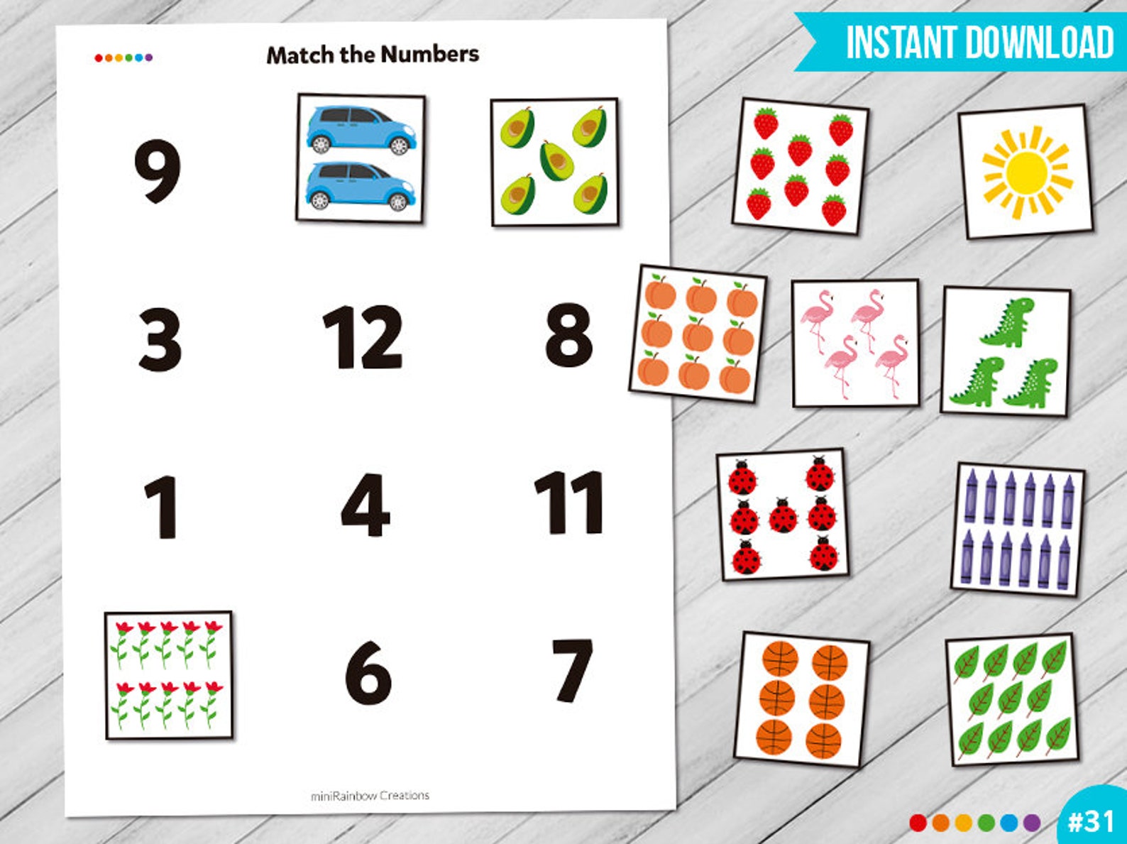 Count and Match Printable Worksheet, Homeschool Activities, Larning to ...