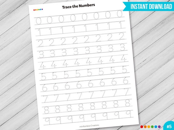 Trace the Numbers Printable Worksheet Printable Activity | Etsy