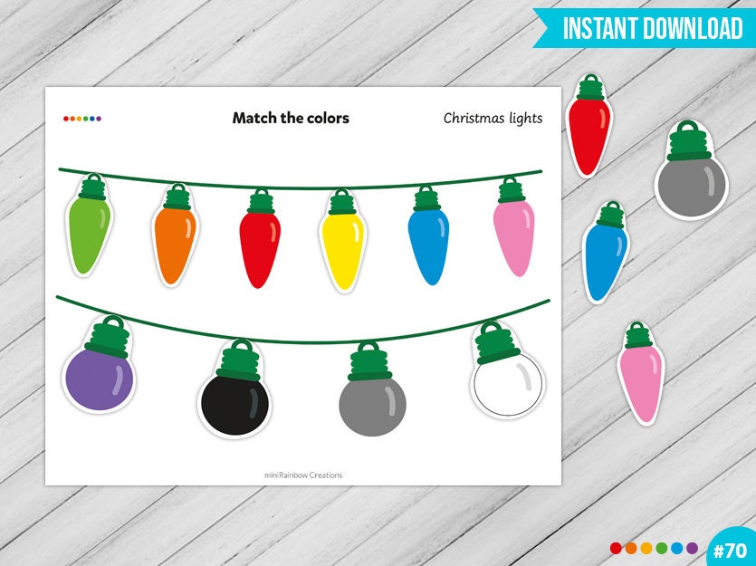 Match the Colors Printable Worksheet, Match the Colors of the Christmas ...