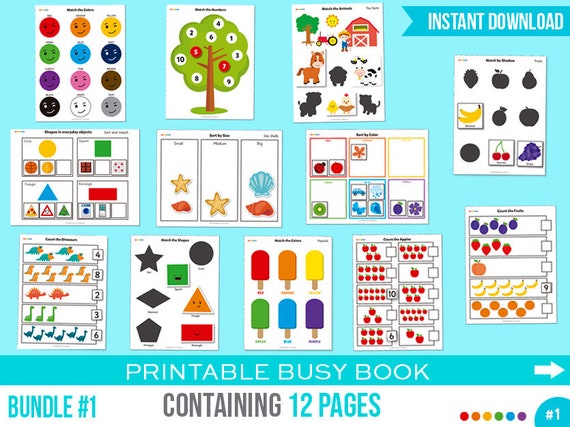 Printable Busy Book Preschool Worksheets Busy Book Bundle | Etsy