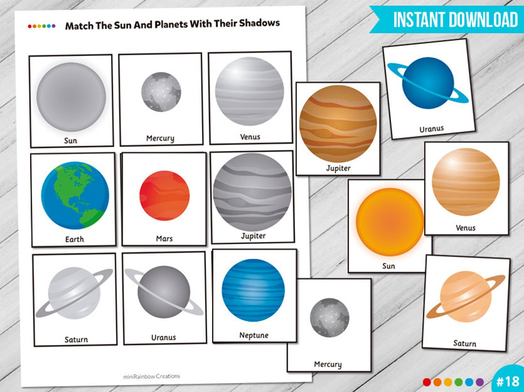 Match the Planets Printable Worksheet, Learn the Planets, Preschool ...