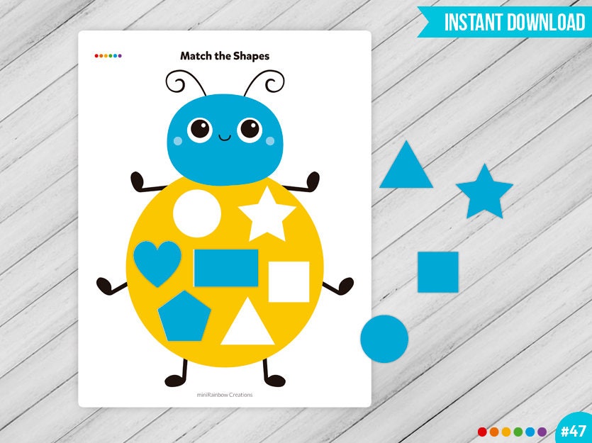 Match the Shapes Printable Worksheet, Shapes Learning, Preschool ...