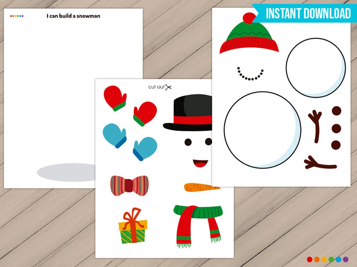 Build a Snowman Worksheet, Printable Snowman Puzzle, Printable ...