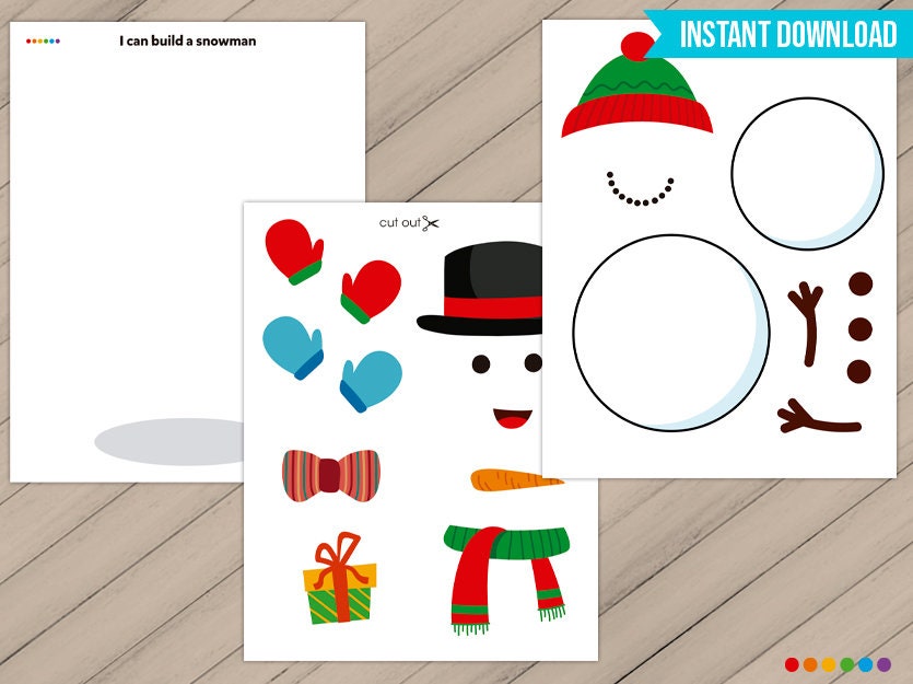 Build a Snowman Worksheet, Printable Snowman Puzzle, Printable ...