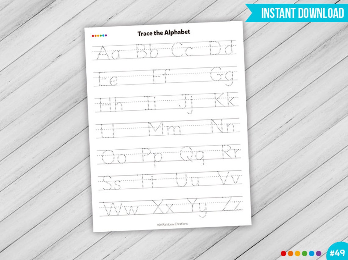 Trace the Alphabet Printable Worksheet, Printable Activity, Uppercase ...