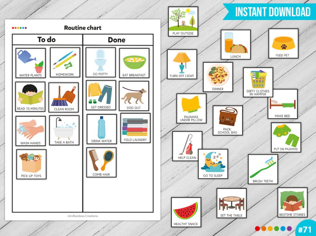 Chore Chart Printable, Daily Routine, Kids Routine, 30 Activities, to ...