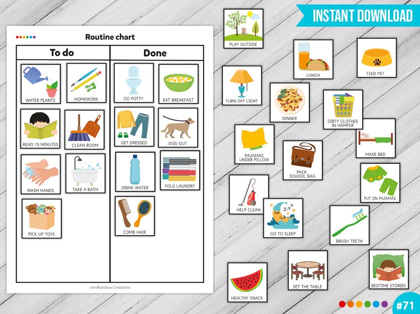 Chore Chart Printable, Daily Routine, Kids Routine, 30 Activities, to ...