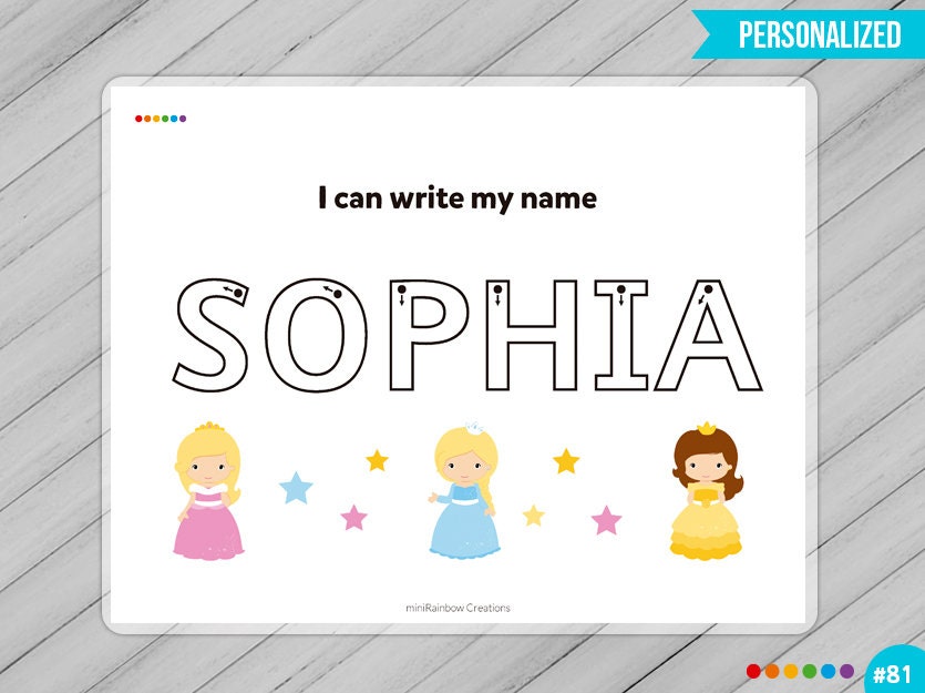 Personalized Trace Your Name Printable Worksheet Princess, I Can Trace ...