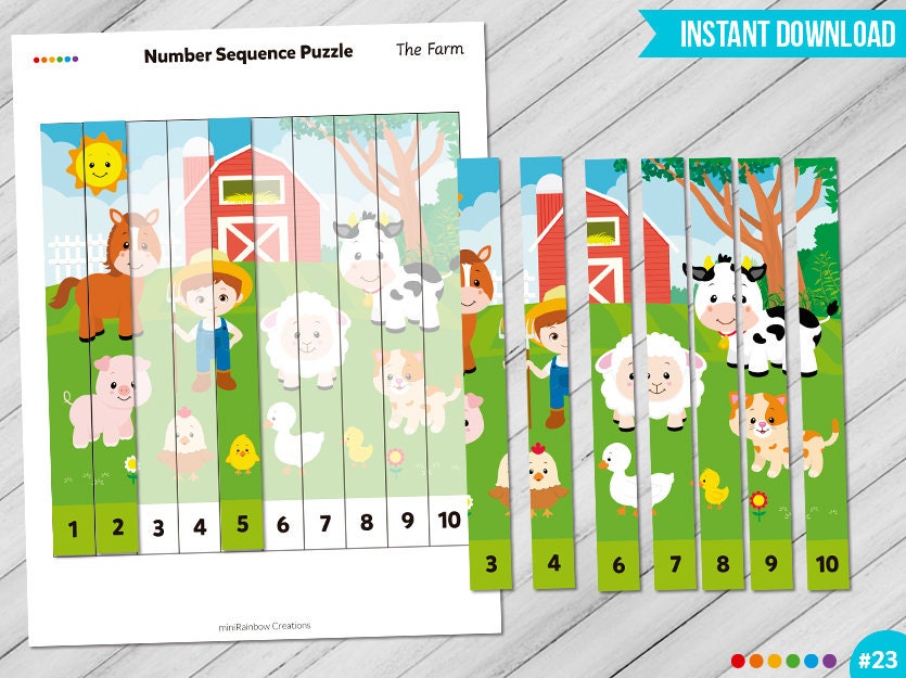 Number Sequence Puzzle Printable, Educational Preschool, Sequence ...