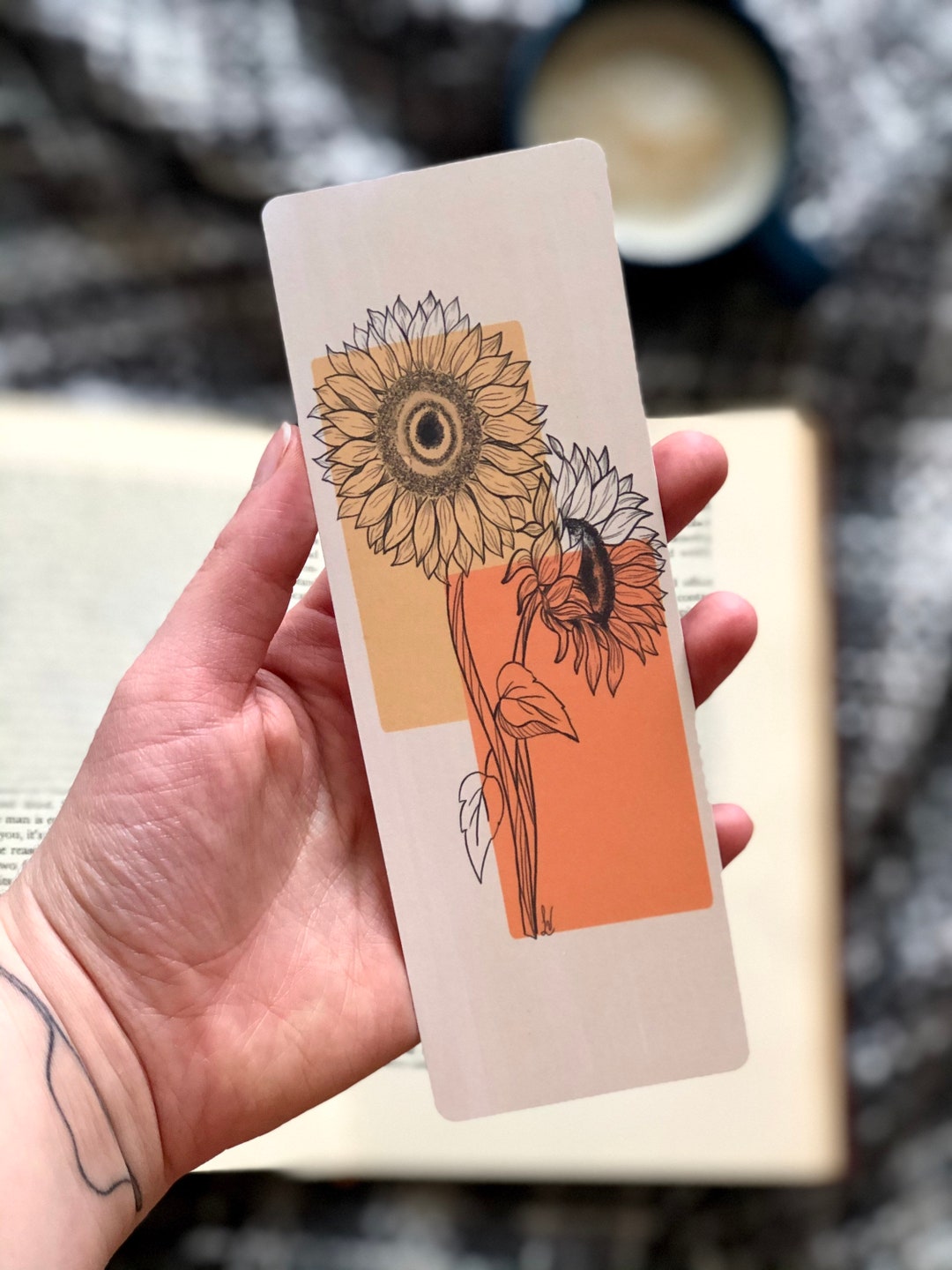 Sunflower Bookmark, Sunflower Design, Botanical Bookmark, Book Lover ...