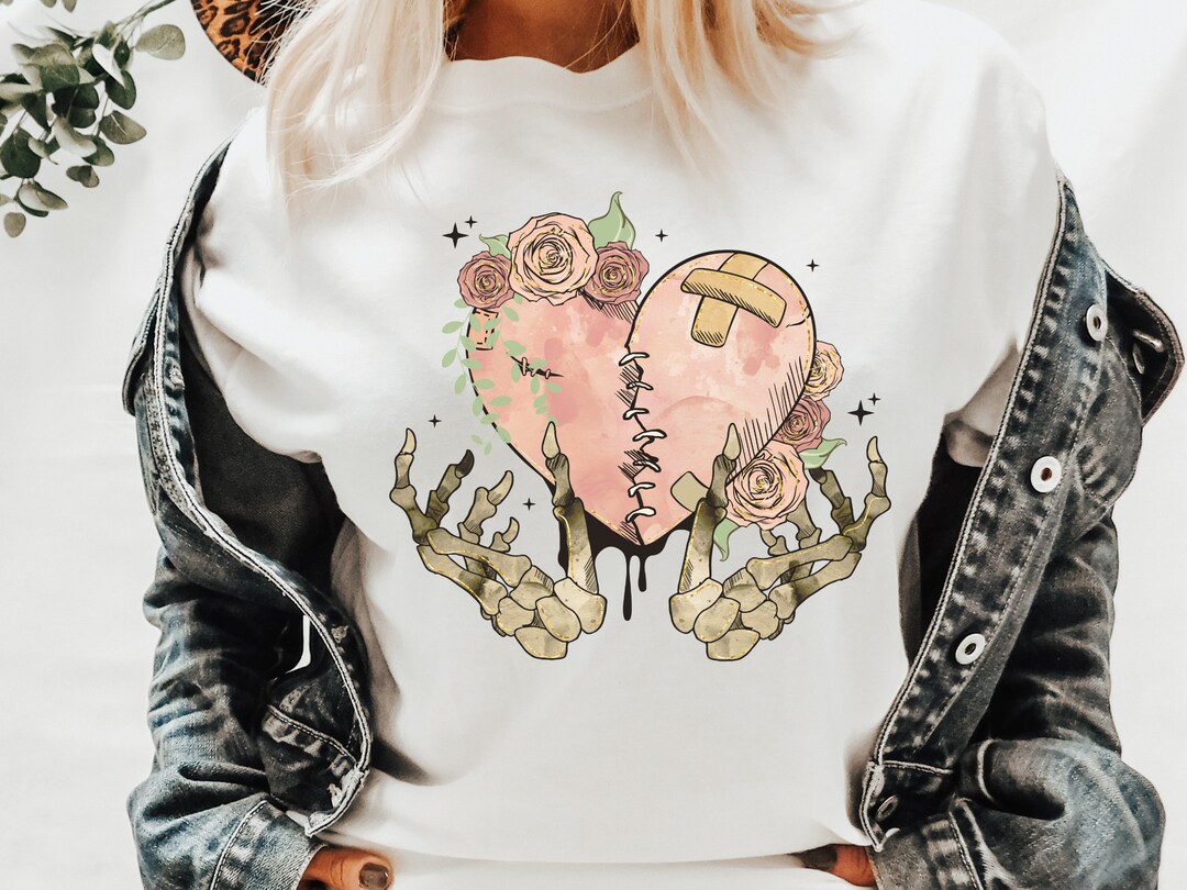 Broken Heart Shirt, Mended Heart Shirt, Skeleton Hands Shirt, Self Love ...