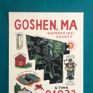 MAP ART / Art Print / Town Map Paintings / Goshen, MA / 01032 - Etsy