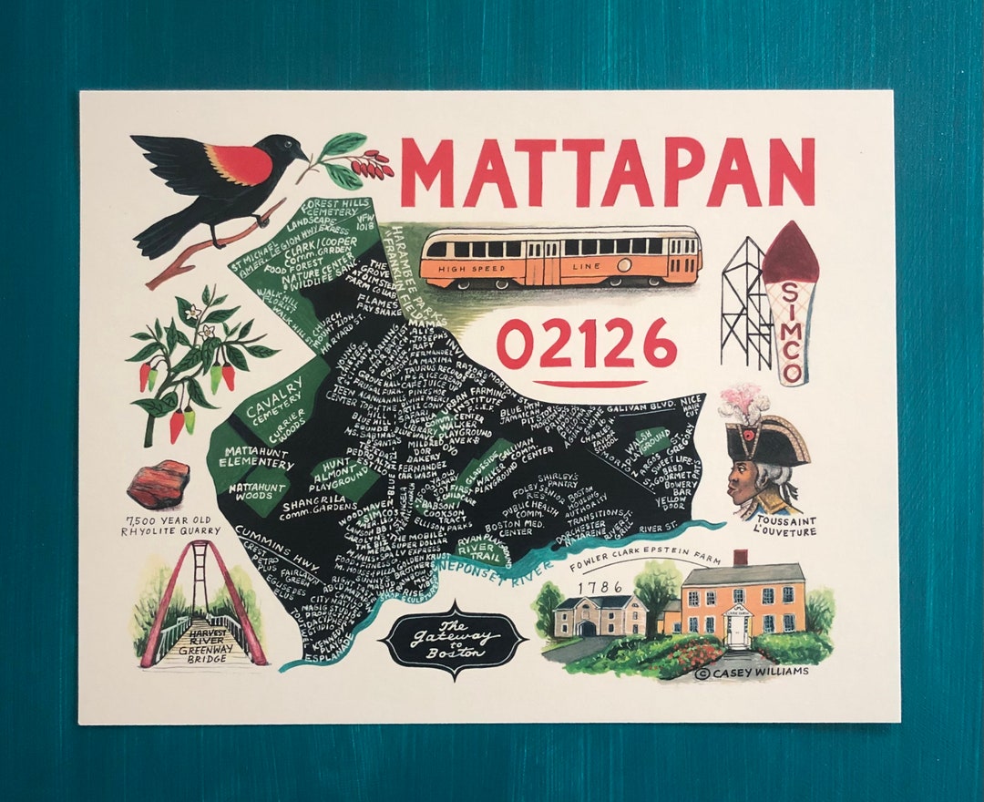 MAP ART / Art Print / Town Map Paintings / Mattapan, MA / 02126 - Etsy